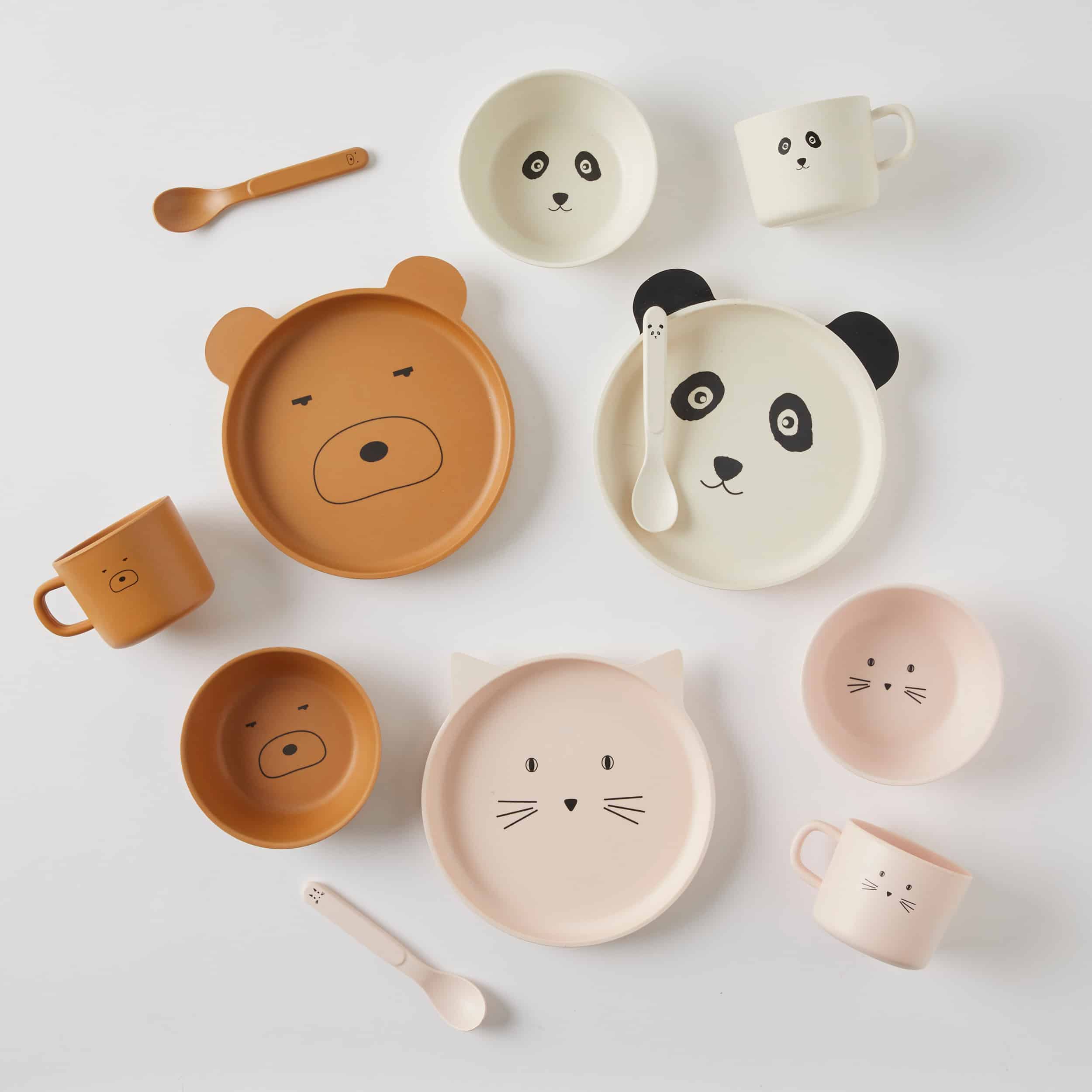Jiggle & Giggle Animal Faces Bamboo 4pc Dinner Sets 3 Asst Designs ...