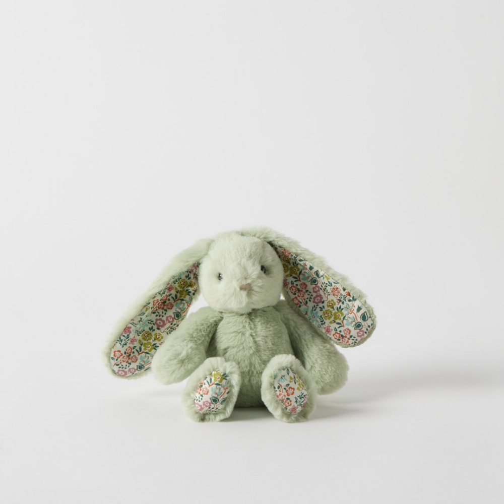 Jiggle & Giggle Floral Mint Bunny Rattle - Pilbeam Living